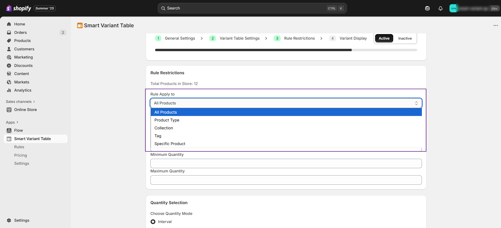 Smart Variant Table – Now Available On Shopify App Store